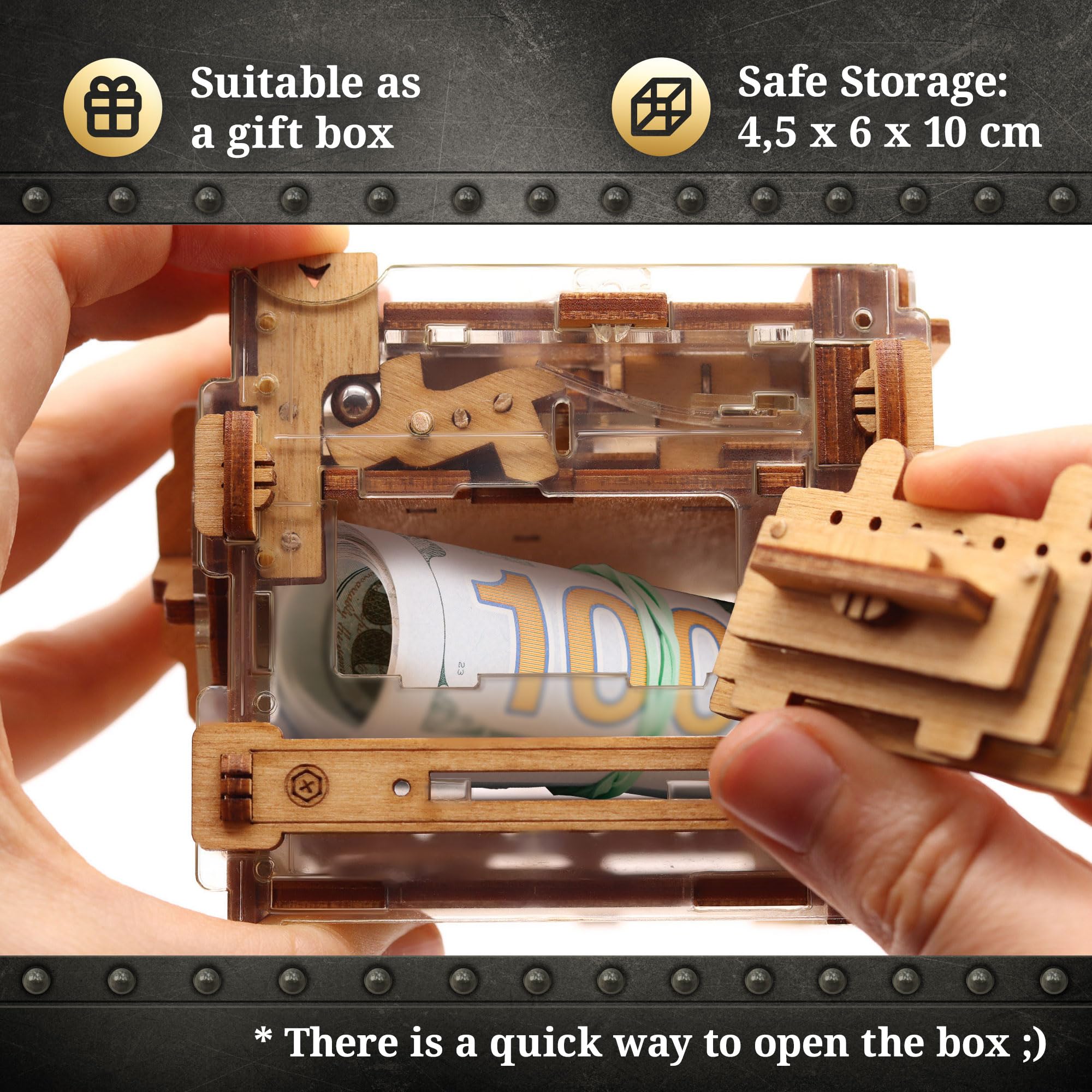 iDventure A-Maze-ing Safe - Marble Run Money Puzzle Box - Tricky Gift Packaging - 3D Puzzle for Adults - Escape Room Game - Brain Teaser - Birthday Gift Gadget for Men and Women - Treasure Box