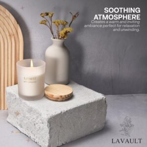 Lavault Strong Scented Candles with Wood lid- Naturally Scented Candles for Bathroom and Home Decor- Relaxing Long Lasting Candles Scented Made with Soy Wax and Essential Oils - Vanilla Cream