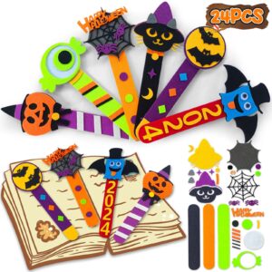 zirseng 24 piece halloween crafts for kids ages 4 8 12, halloween diy bookmark craft bulk for party favors, halloween classroom crafts rewards prizes for students, trick or treat goodie