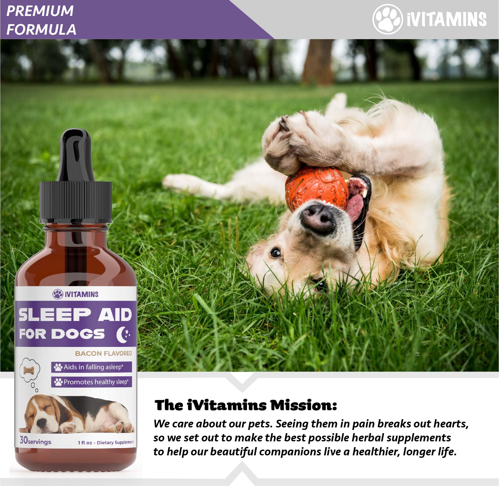 Dog Sleep Aid | Sleep Aid for Dogs | Promotes Healthy, Restful Sleep in Dogs | Melatonin for Dogs | | Dog Calming | Calming for Dogs | Dog Melatonin | Dog Anxiety Relief | 1 fl oz: Bacon Flavor