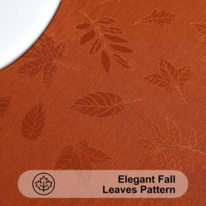 Smiry Thanksgiving Tablecloth 60x84 Inch, Fall Waterproof Damask Table Cloth for Rectangle Table, Autumn Leaves Fabric Jacquard Table Covers for Harvest Parties, and Holiday Dinner, Rust