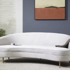 SAFAVIEH Couture Collection Primrose Light Grey Velvet/Gold Curved Sofa (Fully Assembled)