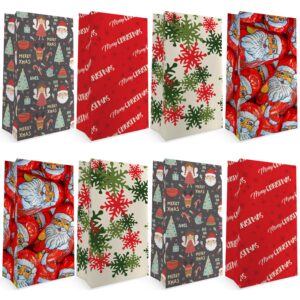 easykart labels christmas treat bags, 32 pcs christmas paper bags, 32 pcs christmas stickers, christmas goodie bag party supplies for classrooms, party favors, kraft holiday goody