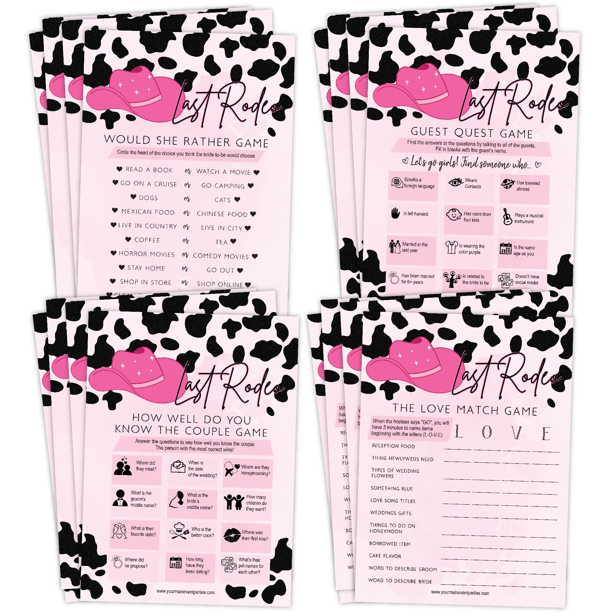 Your Main Event Prints Her Last Rodeo Bridal Shower Games, Western Bachelorette Party Cowgirl Party Games