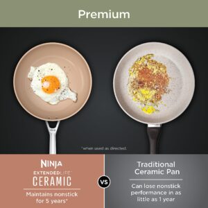 Ninja Extended Life Premium Ceramic 8" Fry Pan, Nonstick Fry Pans, Pots, PTFE Free, Healthy Cooking, Oven Safe to 550°F, Dishwasher Safe, All Stovetops & Induction Compatible, Apricot, CW90020