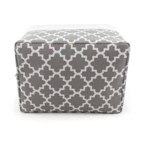 HYGGE + Linen Storage Bin Basket 15.8" x 12.5" x 10" Durable fabric & lightweight design. Great for storing toys, books, linens, games, clothing, baby products & more! (WHITE/QTF GREY, 2 PACK)