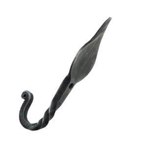 Living Ideas Hand Forged Metal Wall Hook Wrought Iron Handmade Wall Mounted Rustic Coat Leaf Hook Blacksmith Wall Mounted Kitchen Towel Hooks Rack Black Antique Finish Wall Hooks