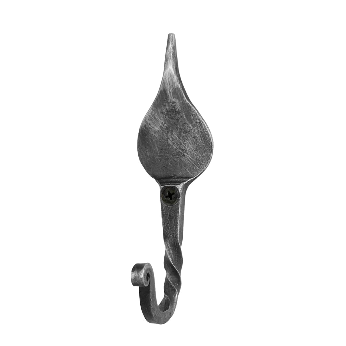 Living Ideas Hand Forged Metal Wall Hook Wrought Iron Handmade Wall Mounted Rustic Coat Leaf Hook Blacksmith Wall Mounted Kitchen Towel Hooks Rack Black Antique Finish Wall Hooks