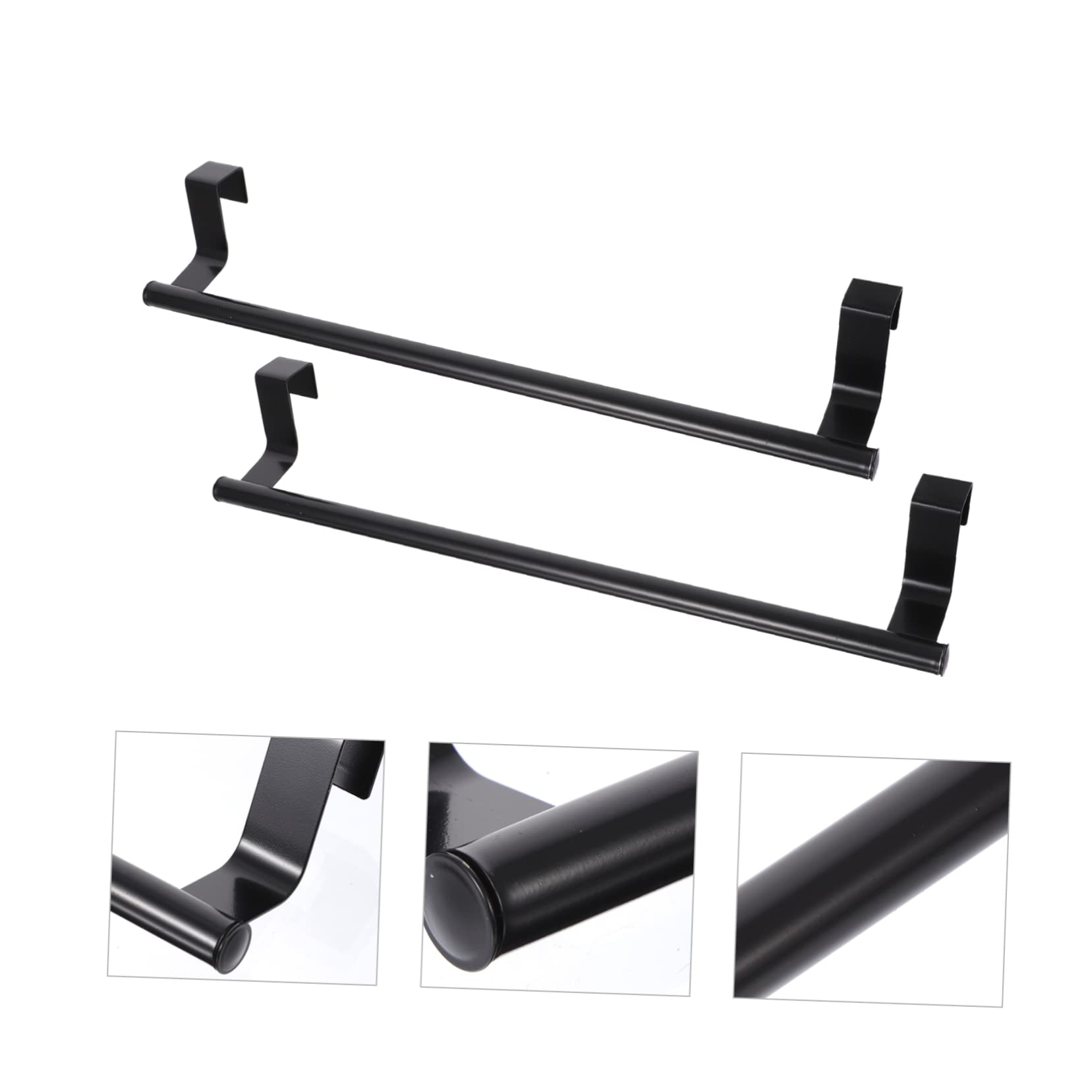 Housoutil Metal Hangers 4 Pcs Door Towel Rack Kitchen Cabinet Paper Towel Holder Individual Stainless Steel Black Hand Towels