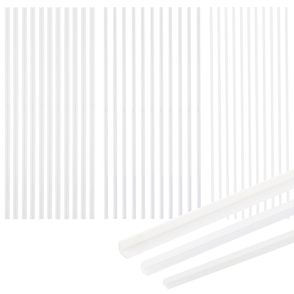 BENECREAT 60 Pcs 3 Styles Abs Styrene Plastic L-Shaped Right Angle Strip White, Thick Styrene Plastic Evenly Legged Angularly Formed, for DIY Craft Sandbox Material for Model Building