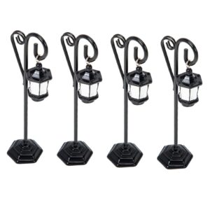 nuobesty 4pcs street light clip tabletop miniatures wedding decorations for tables mini card holder place stand dollhouse lamppost street lamp models metal black message clip note clamp