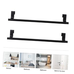 Housoutil Metal Hangers 4 Pcs Door Towel Rack Kitchen Cabinet Paper Towel Holder Individual Stainless Steel Black Hand Towels