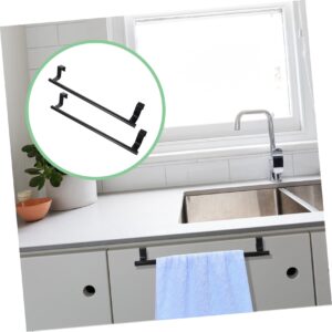 Housoutil Metal Hangers 4 Pcs Door Towel Rack Kitchen Cabinet Paper Towel Holder Individual Stainless Steel Black Hand Towels