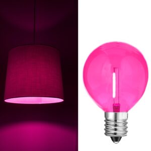 G40 Pink LED Replacement Light Bulbs 1W LED Filament Bulb Shatterproof Waterproof LED Outdoor String Lights Pink Decorative Globe Night Light E12/C7 Candelabra Base for Patio Garden Yard,15 Pack(Pink)