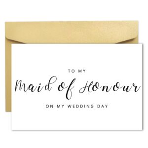 yikalus wedding day thank you card for maid of honour, blank inside