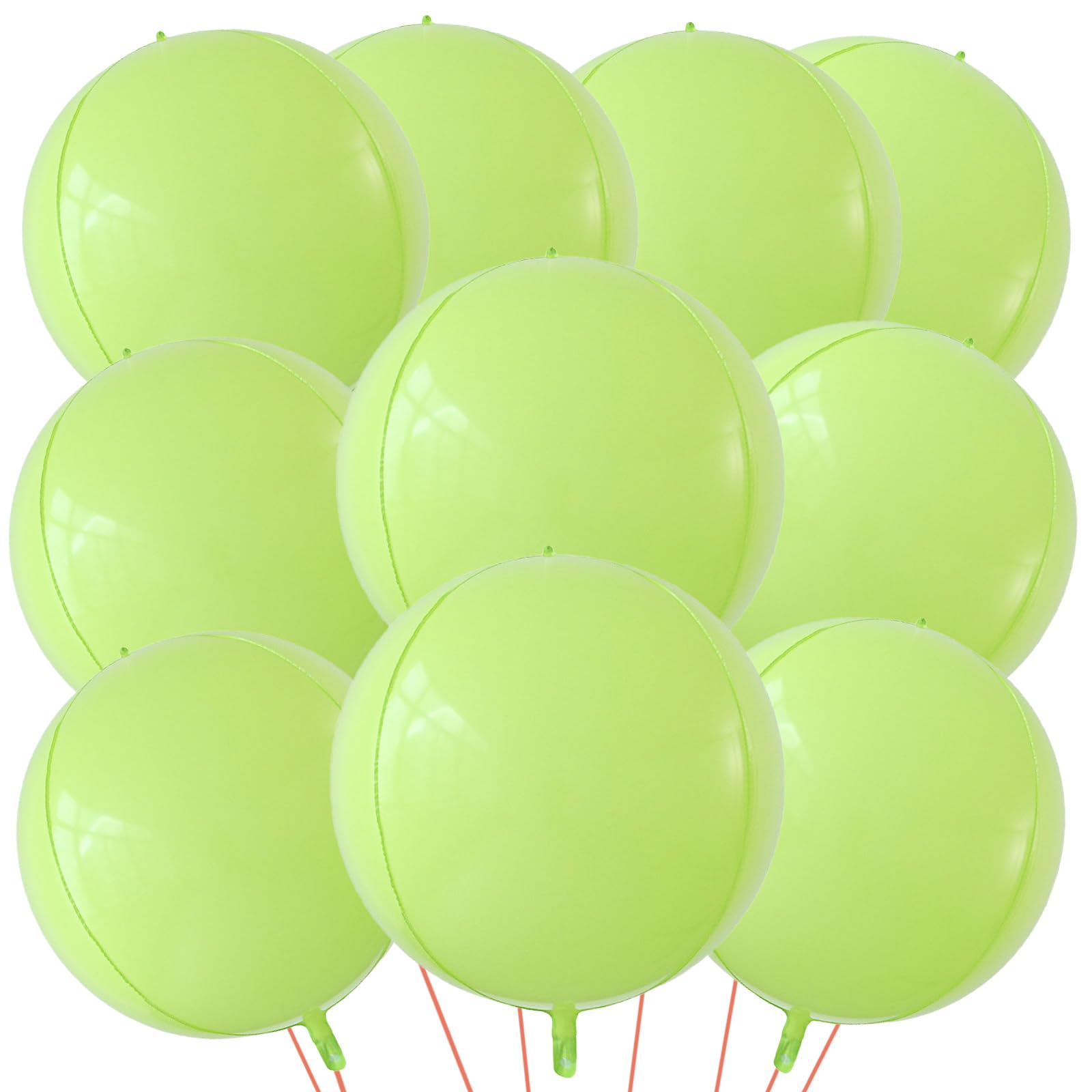 KALOR 22 Inch Pastel Green Mylar Balloons, 10 Pcs Large Giant Round 4D Foil Balloon for Wedding, Birthday, Engagement, Bridal Shower, Graduation Party Decorations