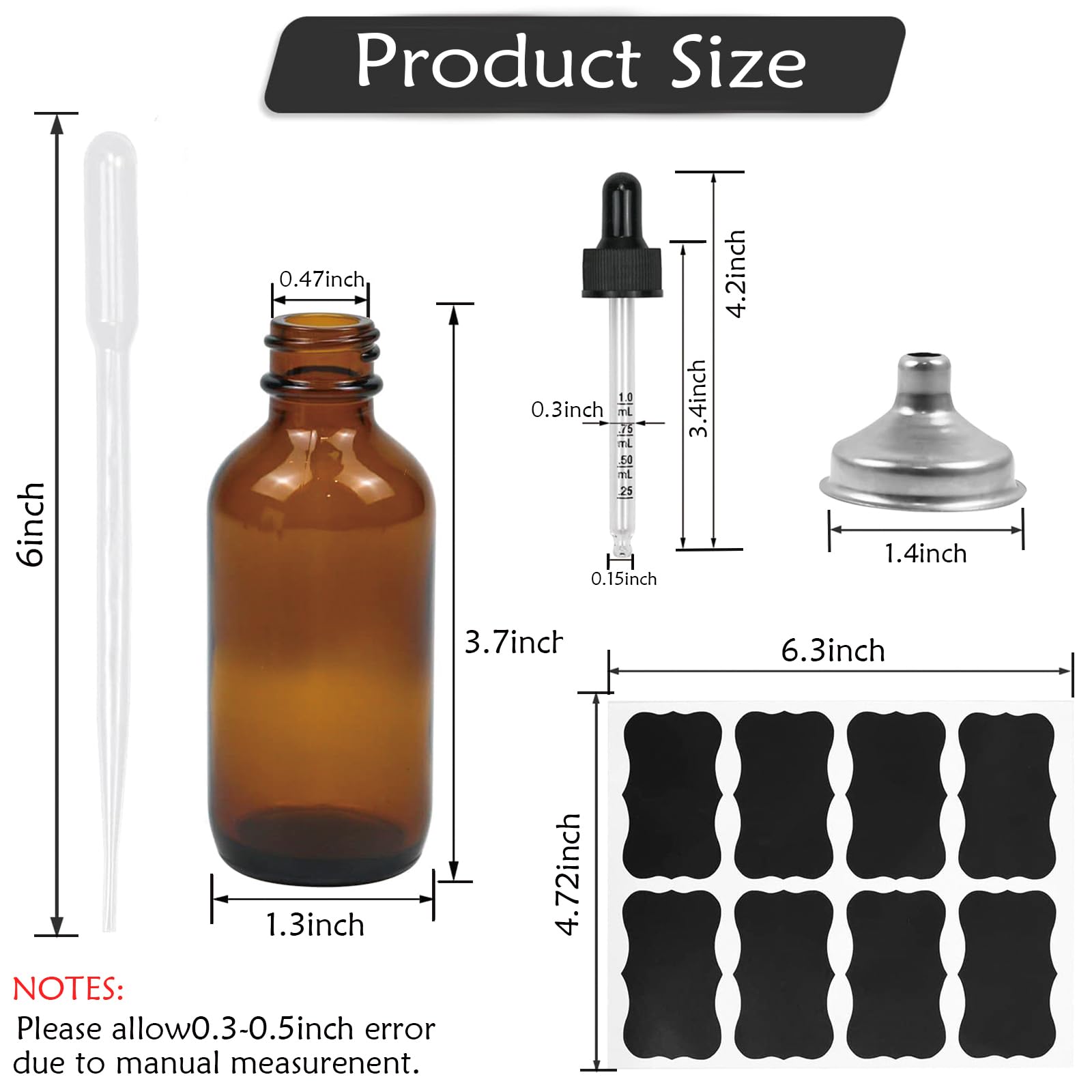 Z-synka 10 Pack 2 Oz Amber Glass Bottles with Dropper, UV Protection, for Essential Oils, Serum, Liquids