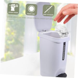 Outanaya Plastic Trash Can, 13 Gallon Capacity, Grey Color, Foot-Close Lid, No Odor