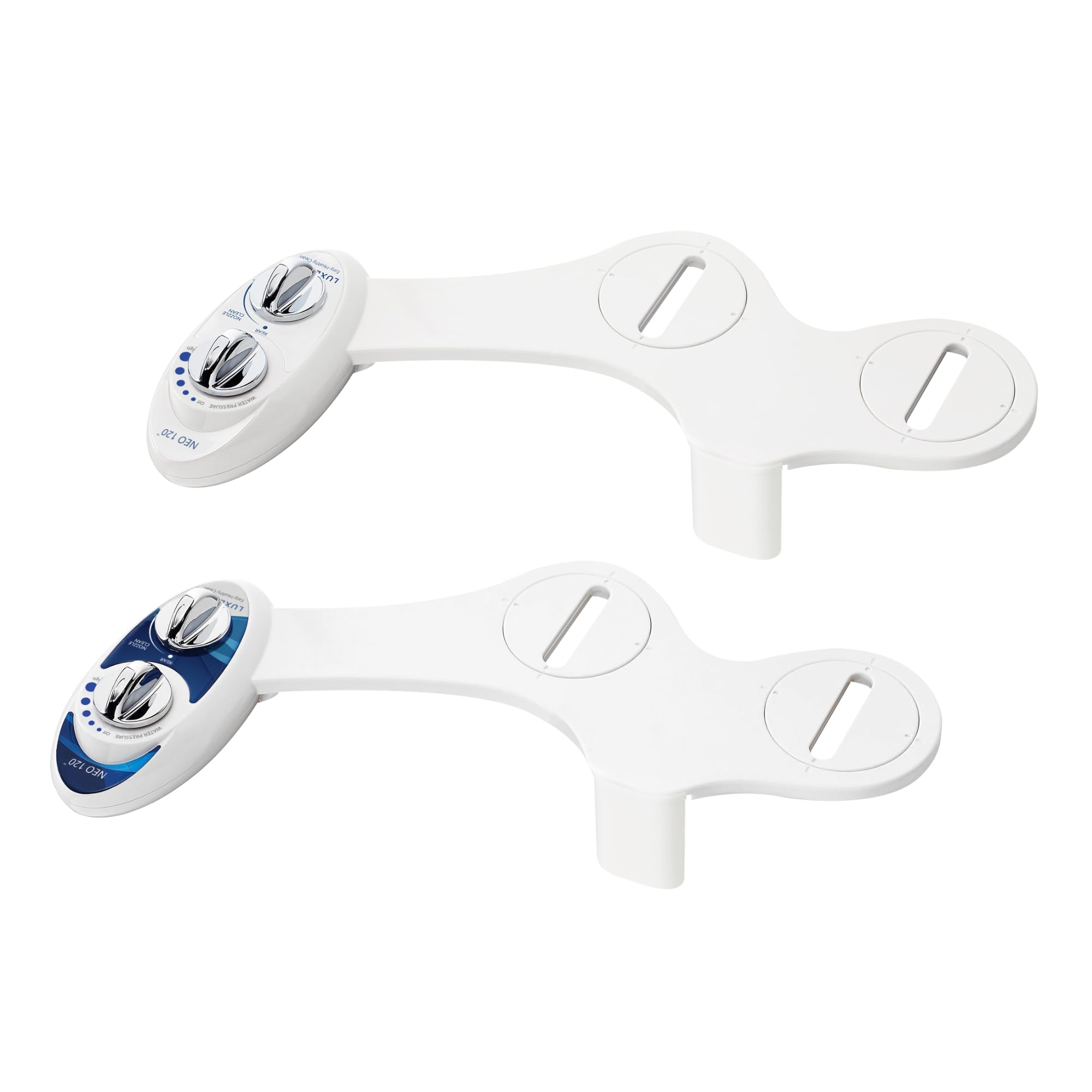 LUXE Bidet NEO 120 - Value Pack of 2 - Self-Cleaning Non-Electric Bidet Attachments for Toilet Seat (Blue and White)