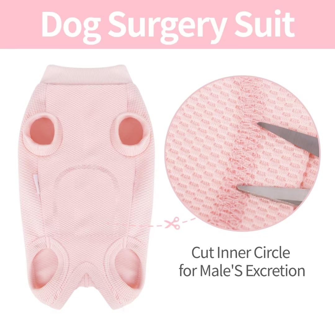 Frienperro Dog Recovery Suit Spay Surgery Shirt for Female Dogs Onesie, Pet Pajamas Cone E-Collar Alternative for Pug, French Bulldog,Dachshund,Pink XL