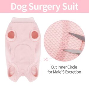 Frienperro Dog Recovery Suit Pet Spay Surgery Shirt for Female Dogs Onesie, Puppy Pajamas Cone E-Collar Alternative for Small Cat Chihuahua Yorkie,Pink M