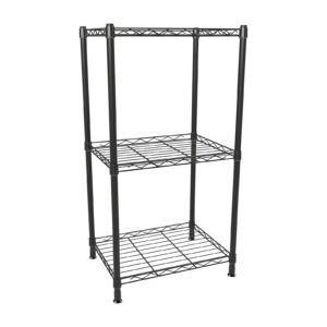 YisanCrafts Fixed Layer Spacing Storage Shelf 3 Tier Metal Storage Rack Wire Shelving Unit Storage Shelves Metal 396Lbs Capacity 17" L x 13" W x 32" H for Pantry Closet Kitchen Laundry Black