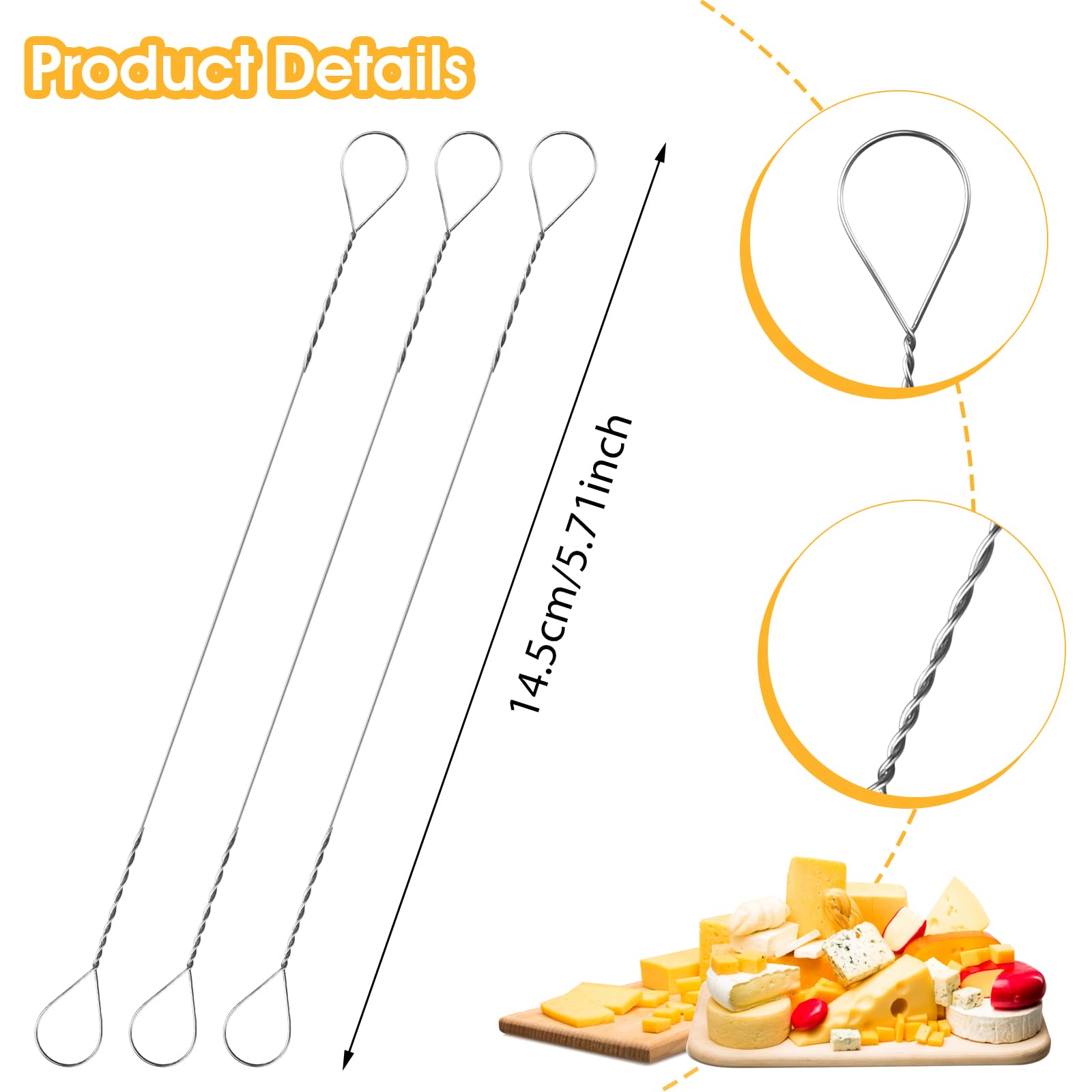 10PCS 5.7" Cheese Slicer Wire Replacement Stainless Steel Cheese Cutters Slicer Kit, Handheld Butter Cutter Slicer Perfect Cheese Slices, For Home Kitchen Block Cheese Cutting(0.35mm Diameter)