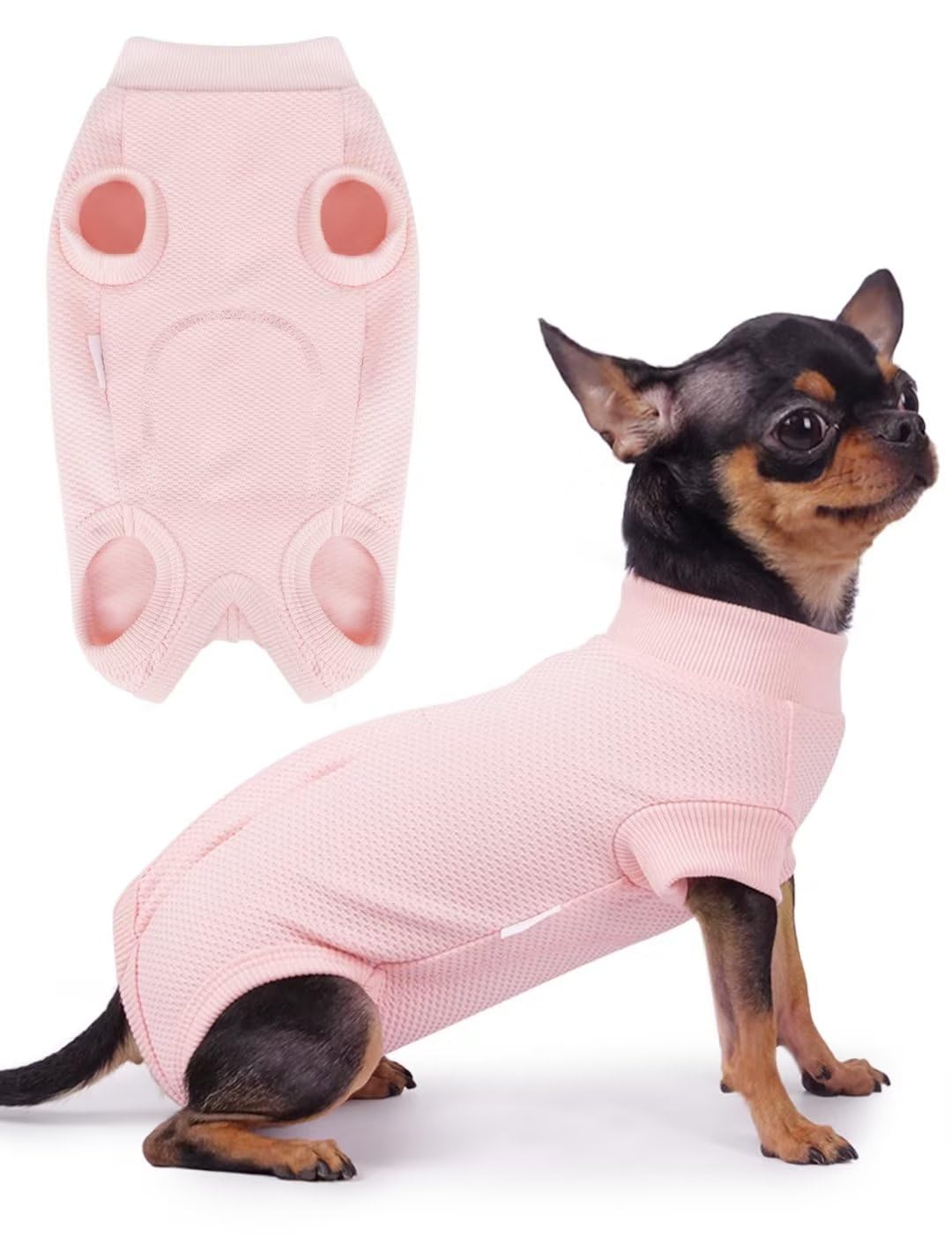 Frienperro Dog Recovery Suit Spay Surgery Shirt for Female Dogs Onesie, Pet Pajamas Cone E-Collar Alternative for Pug, French Bulldog,Dachshund,Pink XL