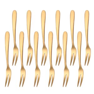 mafier 5.51-inch gold fruit forks 18/10 stainless steel dessert forks tasting forks mini cocktail forks appetizer forks, dishwasher safe (set of 12)