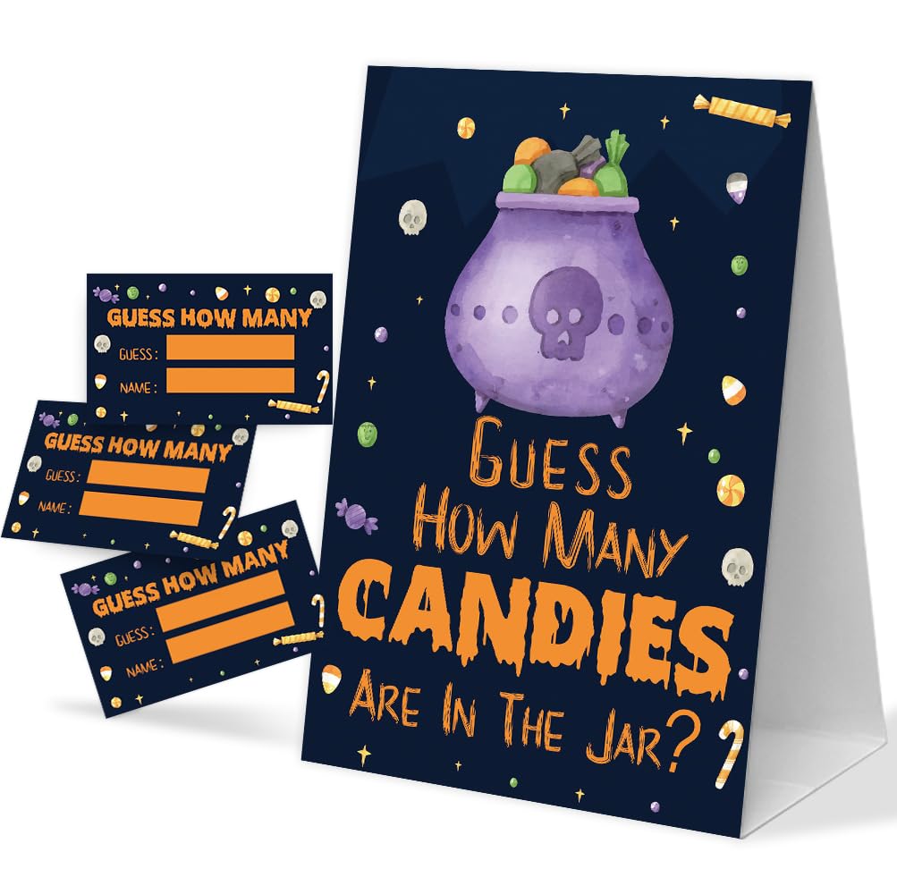 Halloween Baby Shower Decorations,Guess How Many Candies Are In The Jar,Baby Shower Game,Bridal Shower Candy,Halloween Party Favors Supplies,Thanksgiving Party,1 Sign & 50 Guess Cards-D4