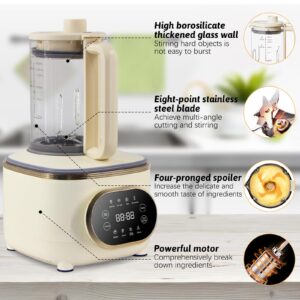 RUN.SE 8-In-1 Soymilk Maker with Low noise Soundproof Cover 50oz./1.5L Fully Automatic for Heat Soy Milk Oat Milk Soup Tea Smoothie Baby Food Self-Cleaning with Delay Start