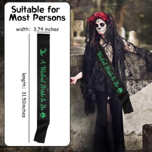 Bride to be Sash, Bachelorette Party Decorations Include 1pcs a Wicked Bride to be Sash, Black Sash with Green Glitter Letters for Witch Theme Bridal Shower Gifts Wedding Engagement Party Supplies