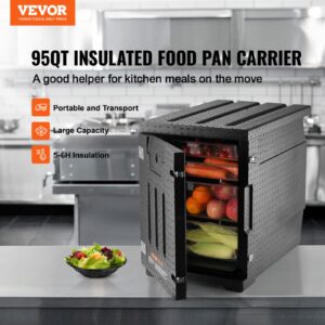 VEVOR Insulated Food Pan Carrier, 95 Qt Hot Box for Catering, LLDPE Food Box Carrier with Double Buckles, Front Loading Food Warmer for Restaurant, Canteen, etc.