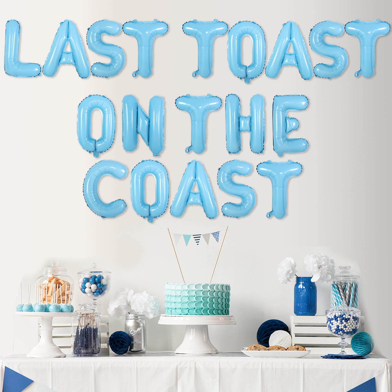 Wonmelody Coastal Bachelorette Party Decorations Last Toast on the Coast Banner Blue Nautical Nautical Bridal Shower Decorations Light Blue Balloon for Coastal Bridal Shower Engagement Wedding Party