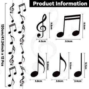 12 PCS Musical Note Banners Music Themed Party Decorations Hanging Swirl Musical Notes Garland Kit Music Note Paper Cutouts for Music Concert Music Themed Birthday Wedding Baby Shower Party Decor