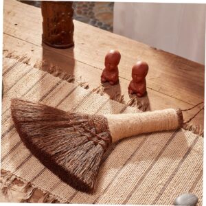 IWOWHERO Small Broom Heavy Duty Broom Mini Broom Household Brooms Desktop Cleaning Brush Whisk Broom Thai Straw Broom with Wood Handle Small Hand Broom Handmade Palm Fiber Duster Office