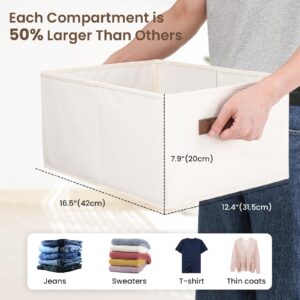 SOLEDI Pack of 2 Large Capacity Linen Shelf Baskets, Closet Organizers and Storage, Wardrobe Clothes Storage Box for Pants, Sweater, T-shirt, Bras, Blankets, Sheets, Skin-friendly & Odorless