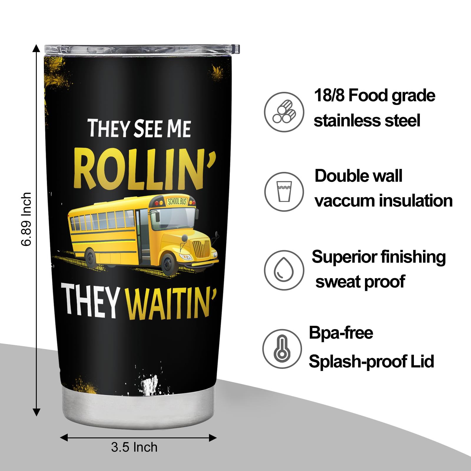 School Bus Driver Gifts for Men, School Bus Driver Gifts, Bus Driver Tumbler, Bus Driver Appreciation Gifts, 20oz Stainless Steel Tumbler Gifts for School Bus Drivers, Bus Driver Christmas Gifts