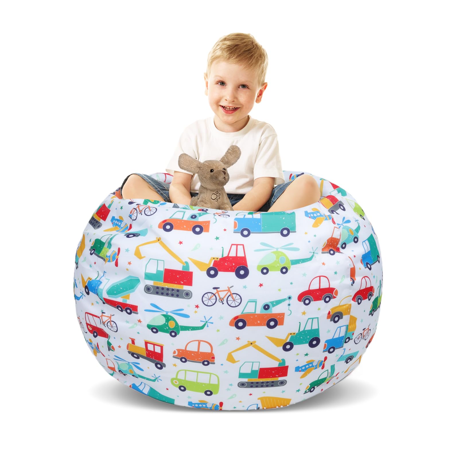 Bean Bag Chair for Kids Stuffed Animal Storage Beanbag Chairs,Toddler Toy Storage Organizer for Girls and Boys,32'' Cover（No Filling) Only