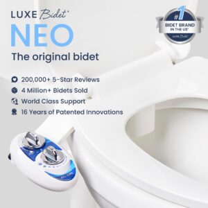 LUXE Bidet NEO 120 - Value Pack of 2 - Self-Cleaning Non-Electric Bidet Attachments for Toilet Seat (Blue and White)