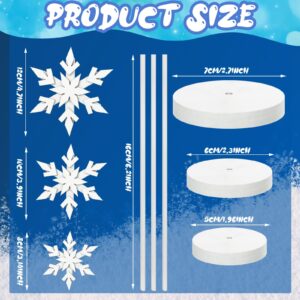 Soaoo 3 Pcs Christmas Snowflake Decorations Wooden Snowflakes Tabletop Decor White Winter Snowflake Table Sign Xmas Tall Standing Wood Block Snowflake Centerpieces for Tables Shelf Mantel Indoor Decor