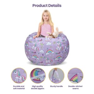 Bean Bag Chair for Kids 32'' Stuffed Animal Storage Beanbag Chairs,Toddler Toy Storage Organizer for Girls and Boys,Cover(No Filling) Only