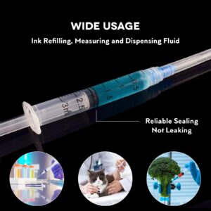 3ml/cc with 23 Gauge 1 Inch Lab Disposable Luer Lock Glue Applicator for Liquids Refilling, Dispensing Supplies, Pack of 100