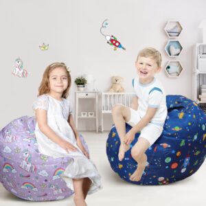 Bean Bag Chair for Kids 32'' Stuffed Animal Storage Beanbag Chairs,Toddler Toy Storage Organizer for Girls and Boys,Cover(No Filling) Only