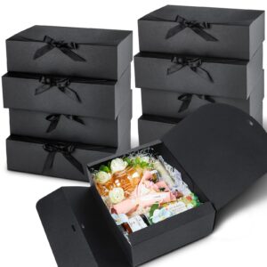 kucoele 15 pcs black gift boxes with ribbons, bridesmaid proposal boxes with lids present packaging boxes for wedding, birthday, party and bride shower, 10.6 x 7.8 x 3.1 inches