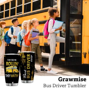 School Bus Driver Gifts for Men, School Bus Driver Gifts, Bus Driver Tumbler, Bus Driver Appreciation Gifts, 20oz Stainless Steel Tumbler Gifts for School Bus Drivers, Bus Driver Christmas Gifts