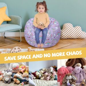 Bean Bag Chair for Kids 32'' Stuffed Animal Storage Beanbag Chairs,Toddler Toy Storage Organizer for Girls and Boys,Cover(No Filling) Only