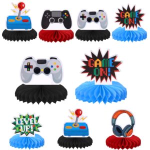 6 pcs video game honeycomb table centerpiece game on controllers gamepad table toppers centerpieces decro for game theme baby shower kids boys girls birthday party table decorations supplies