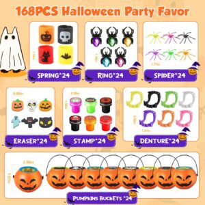 OCHIDO Halloween Party Favors for Kids-168pcs Halloween Prefilled Small Plastic Pumpkins Halloween Toys in Bulk,Halloween Prizes Gifts for Kids,Halloween Goodie Bags Fillers,Trick Or Treat