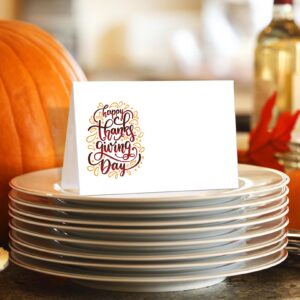 25 Pack Place Cards, Editable Name Cards for Table Seating, Thanksgiving Party, Fall Autumn Party Tent Style Cards for Baby Shower, Birthday Party, Party Decoration and Supplies-LE02